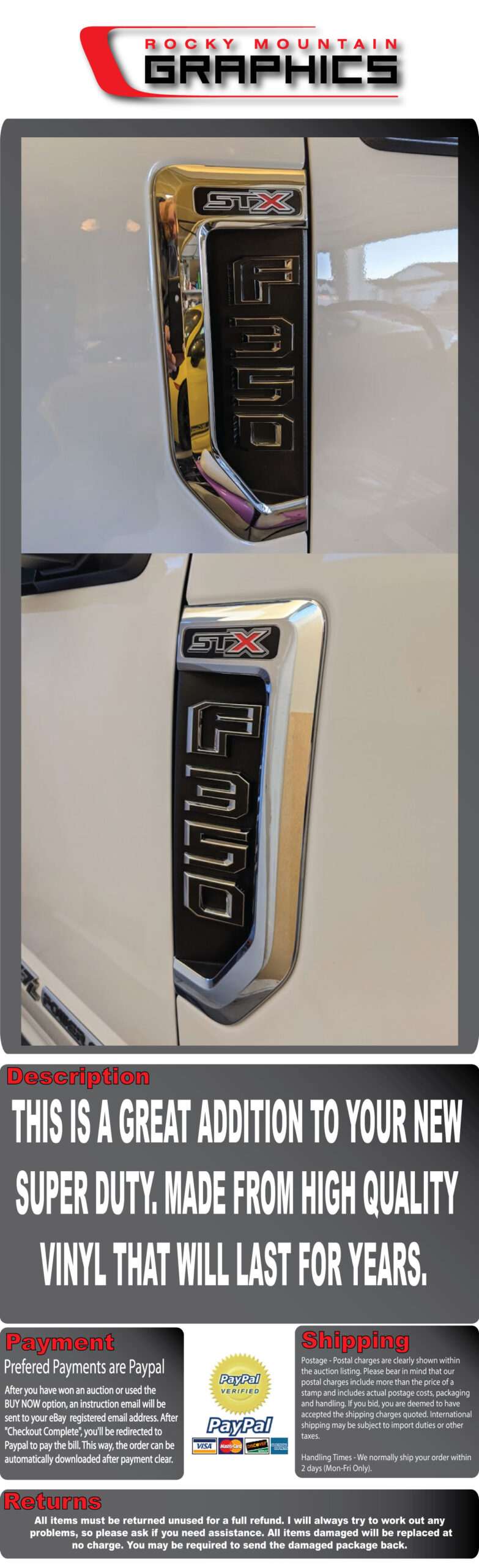 2017-2021 FORD SUPER DUTY EMBLEM OVERLAY VINYL DECALS STICKERS F250 ...